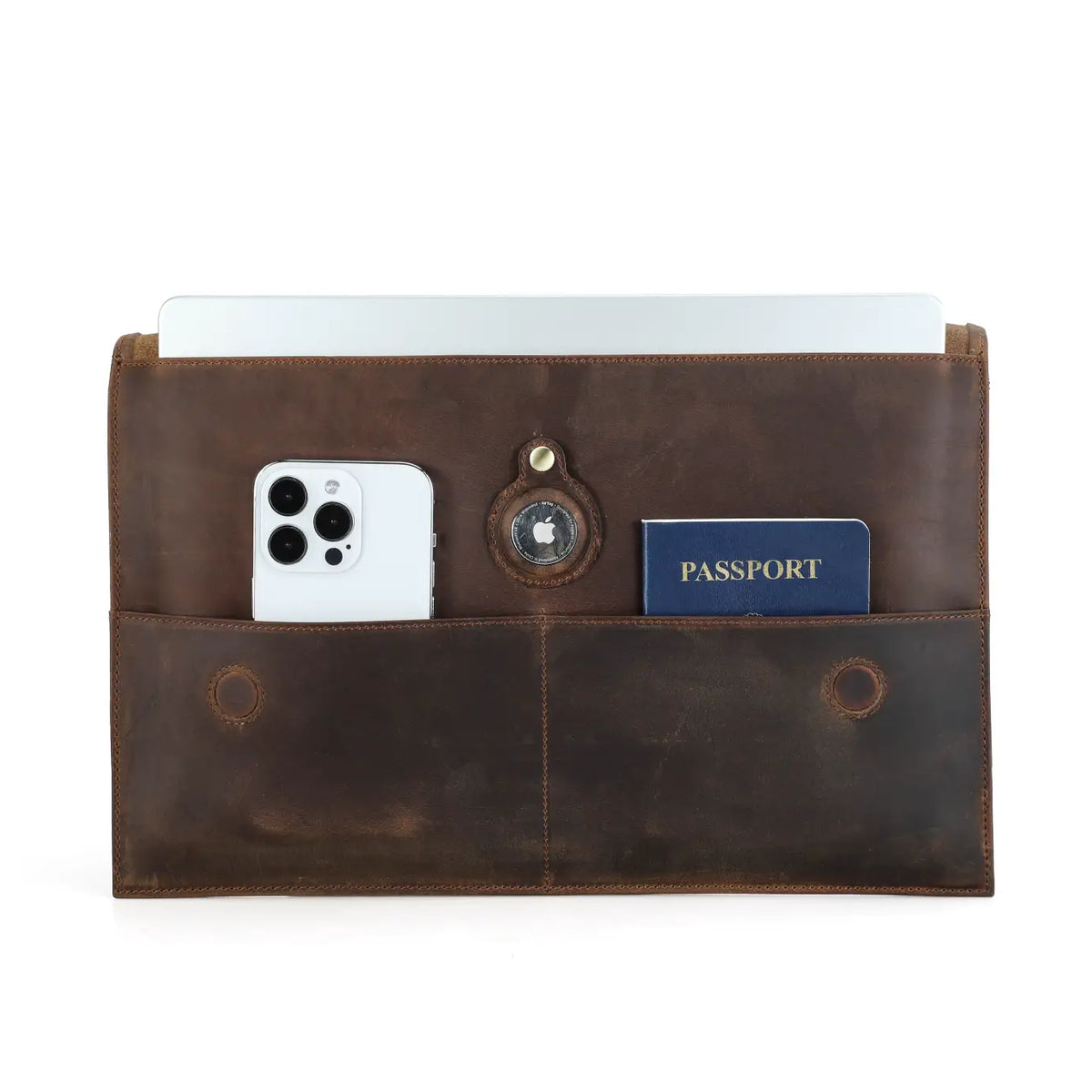Maven Wallets Leather Laptop Sleeve with AirTag Slot